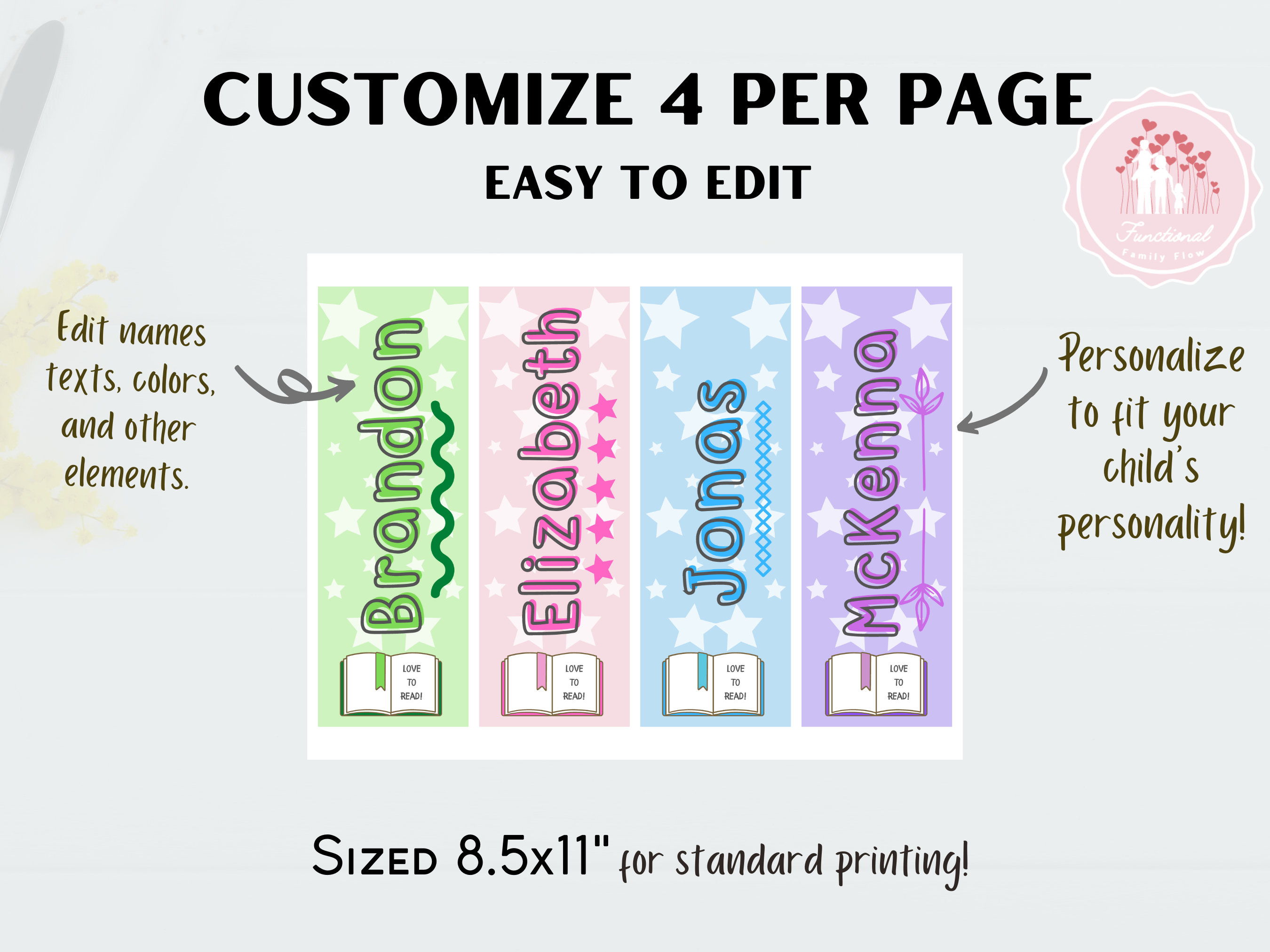 Printable Bookmarks Editable Bookmark Template Gift Idea - Etsy