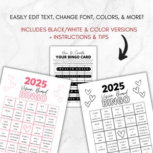 Vision Board Bingo Printable | 2025 Bingo Card Template | New Year ...