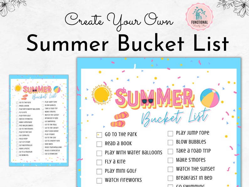 Custom Summer Bucket List Create Your Own Summer Bucket List - Etsy