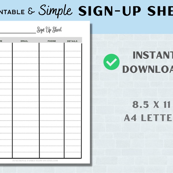 Printable Email Sign up Sheet - Etsy