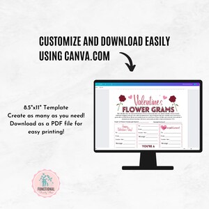 Valentines Flower Gram Flyer Template | Editable PTO Valentine's Day ...