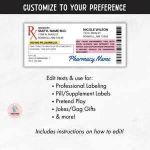 Prescription Label Template | Editable Horizontal RX Bottle Label ...