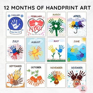 12 Month Memory Book Keepsake Craft | Yearly Handprint Art | Preschool ...