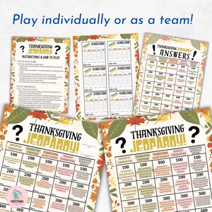 Thanksgiving Trivia | Thanksgiving Jeopardy Game | Printable ...