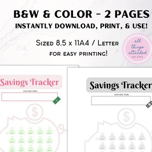 Kid's Savings Tracker Printable Allowance Sheet Piggy Bank Money ...