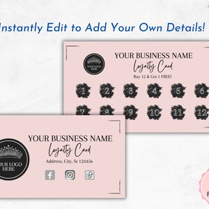 Reward Punch Card | Editable Loyalty Card | Punch Card for Business ...