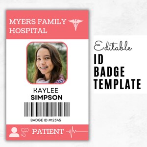 Kids Doctor ID Name Badge Template | Editable Doctor Badge | Nurse Name ...