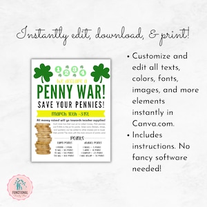 St. Patrick's Day Penny War Flyer Template | Editable St. Patty's Week ...