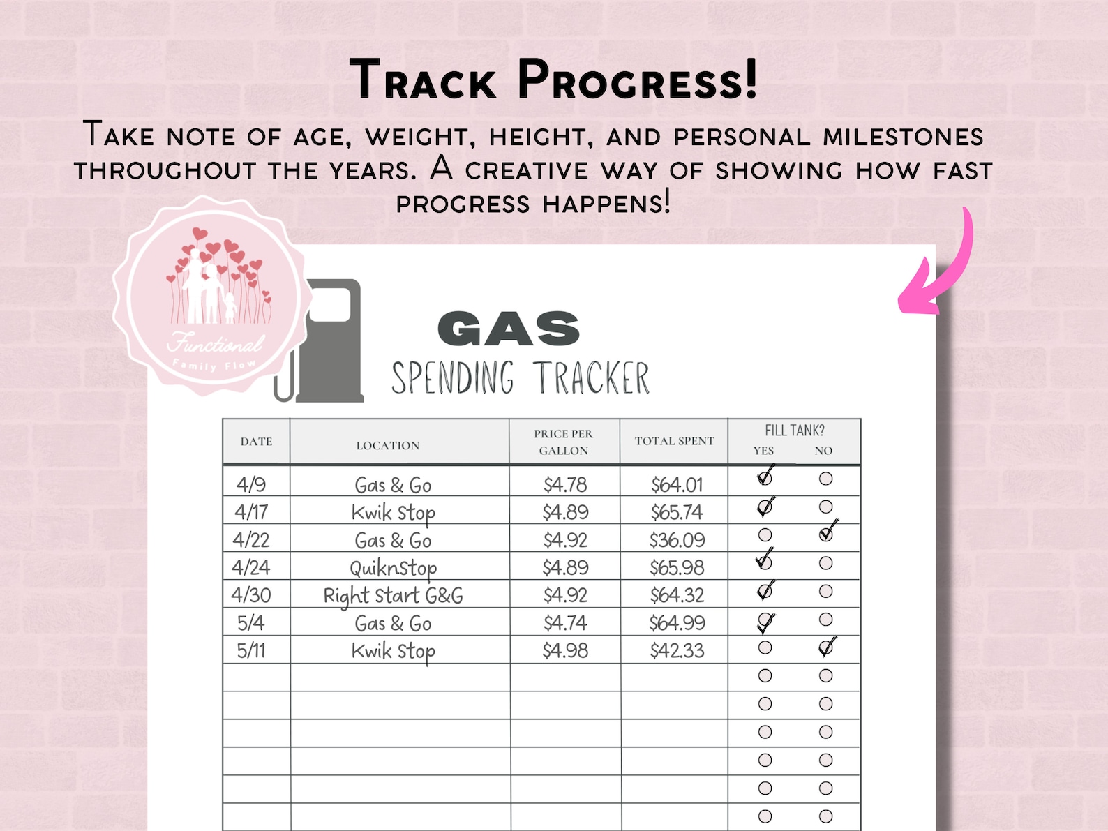 Gas Log Fuel Spending Tracker Gas Tracker Printable - Etsy