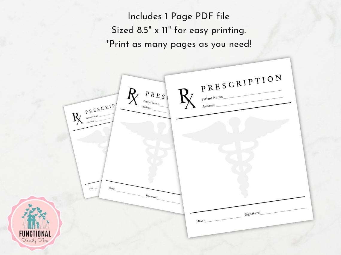 Blank Prescription Pad | Printable Prescription Pad Page | Rx ...