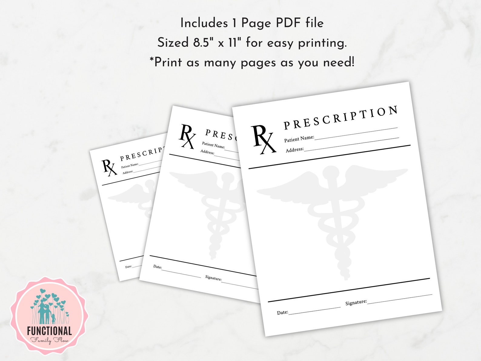 Blank Prescription Pad | Printable Prescription Pad Page | Rx ...
