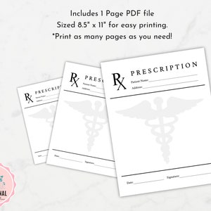 Blank Prescription Pad | Printable Prescription Pad Page | Rx ...