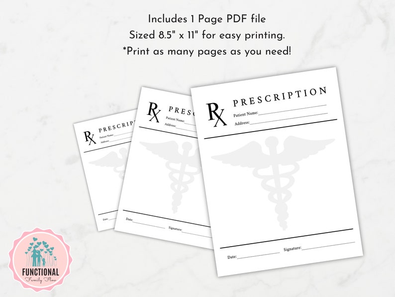 Blank Prescription Pad | Printable Prescription Pad Page | Rx ...