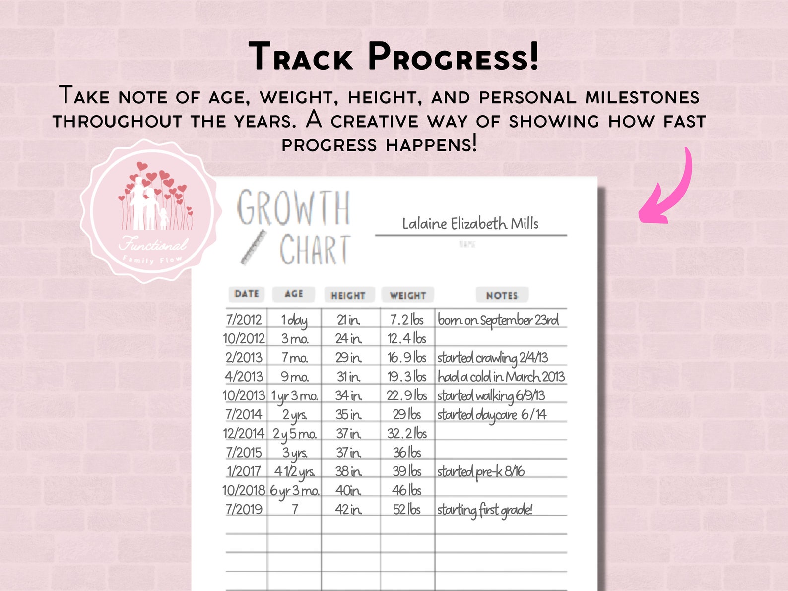 Baby Milestone Chart Tracker Printable Baby Growth Chart - Etsy