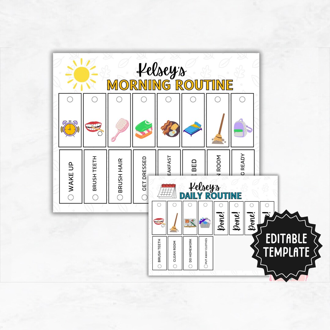 Kids Flip Routine Chart | Editable Visual Schedule for Children ...