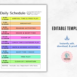 Kids Daily Schedule Template | Editable Daily Routine for Kids ...