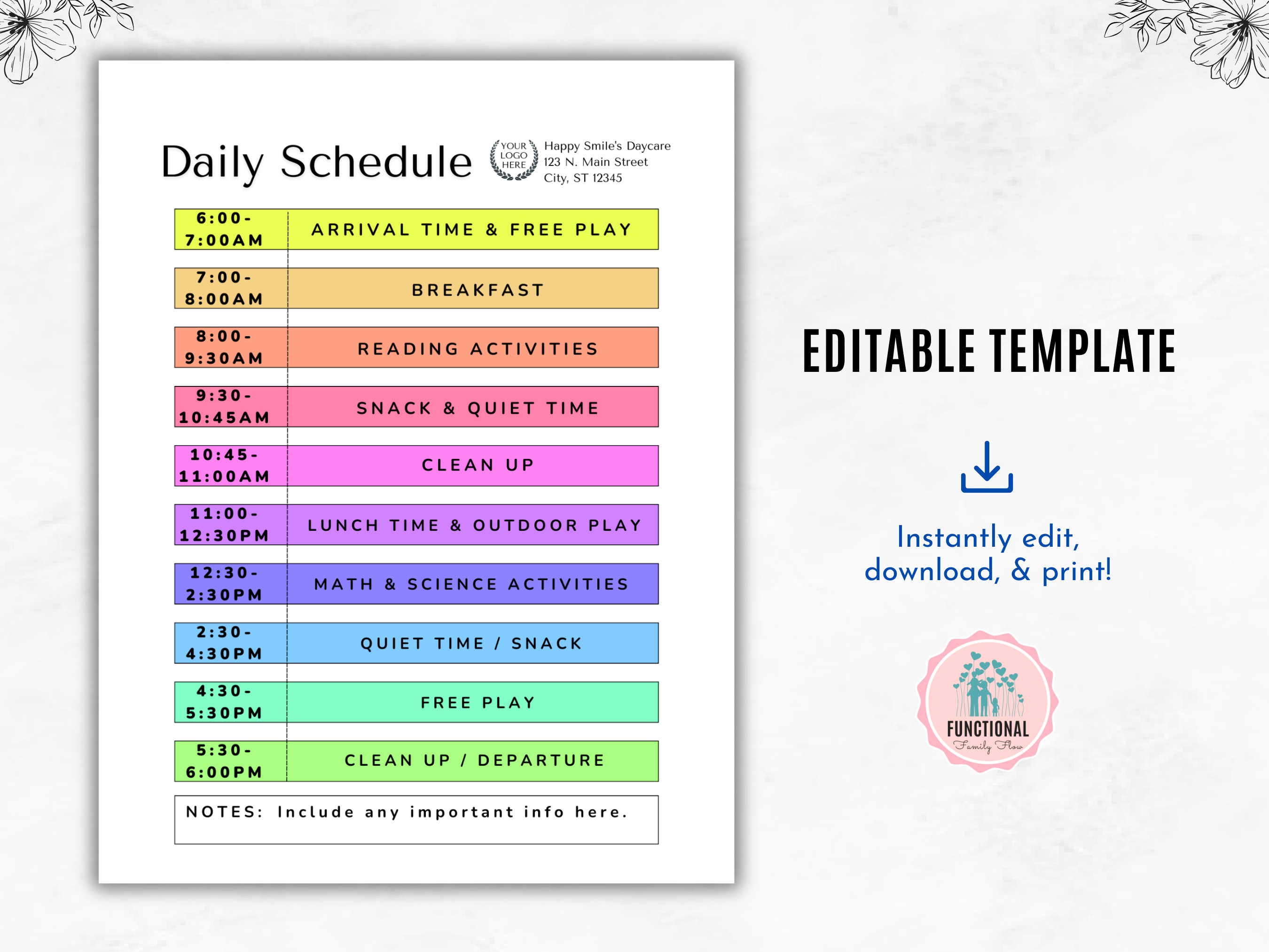 Daily Schedule Template For Preschool Analysis Template