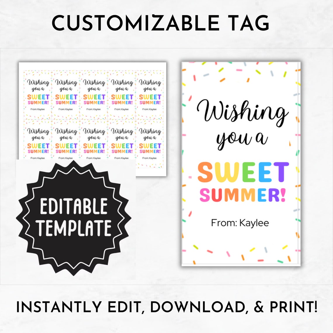Wishing You A Sweet Summer Tag | Summer Gift Tags | End of School Year ...