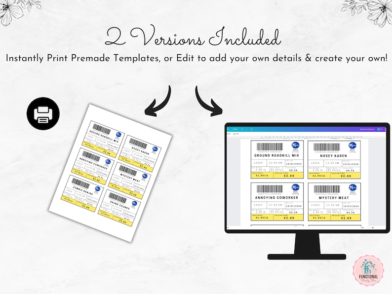 Fake Meat Label Template | Editable Road Kill Butcher Labels | Funny ...