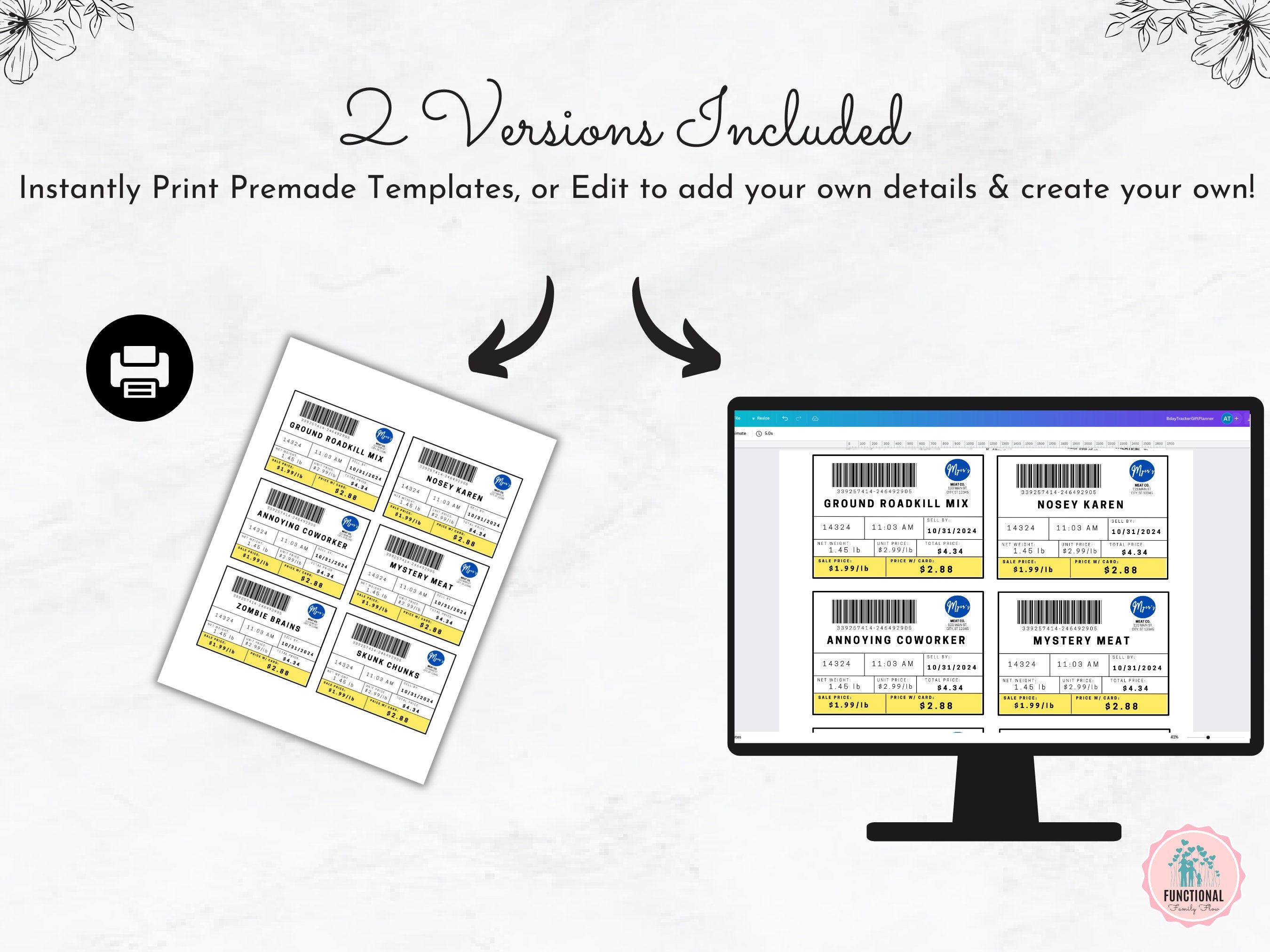 Fake Meat Label Template Editable Road Kill Butcher Labels - Etsy