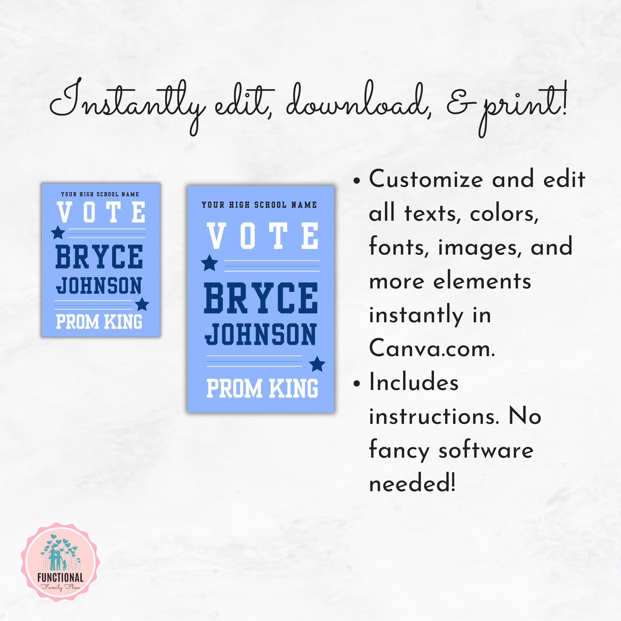 Prom King Poster Template | Editable Prom King Flyer | Prom King ...