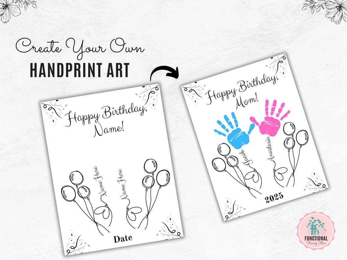 Printable Happy Birthday Handprint Art | Custom Birthday Gift ...