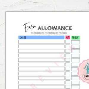 Allowance Tracker | Printable Chores Tracker for Kids | Allowance ...