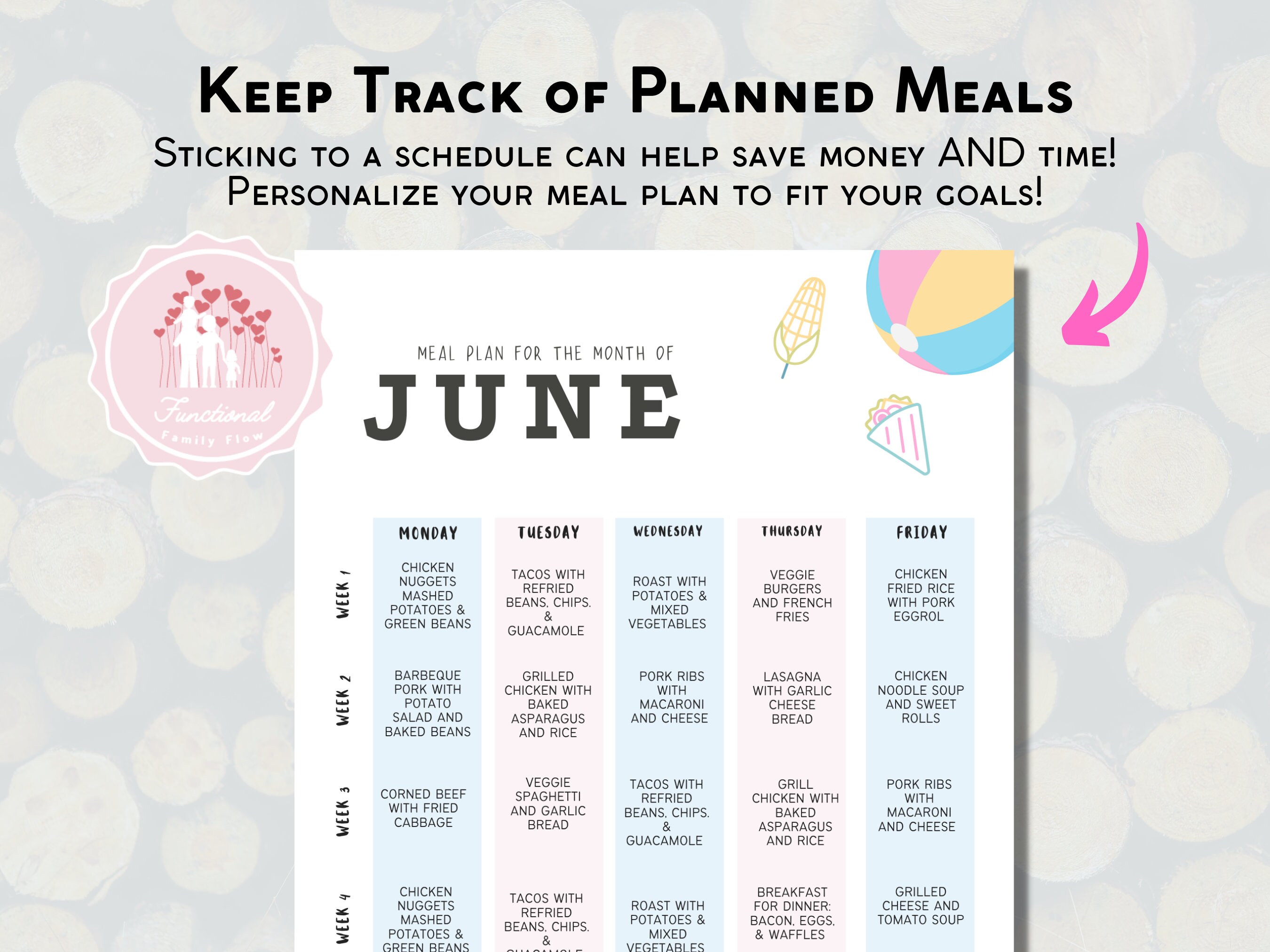 Meal Plan Template | Editable Monthly Menu Template | Monthly Meal ...