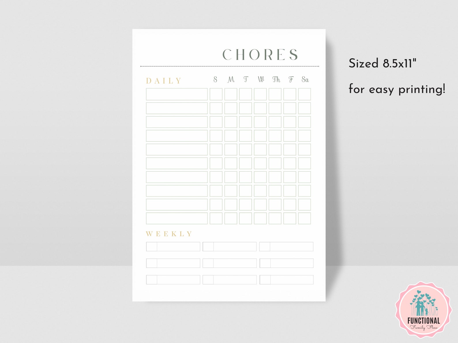 Weekly Chores Checklist Printable Family Household Chores - Etsy