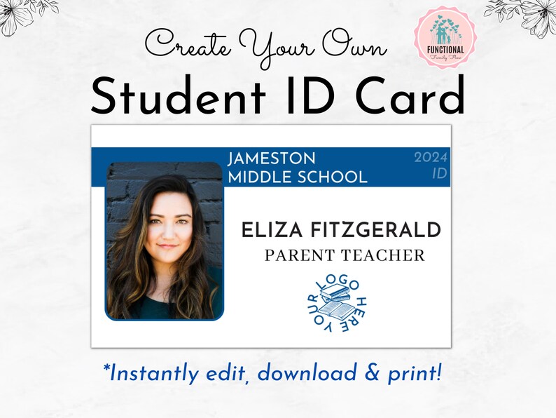 Editable ID Card Template Printable Homeschool Teacher Badge - Etsy