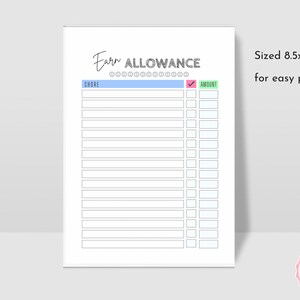 Allowance Tracker | Printable Chores Tracker for Kids | Allowance ...