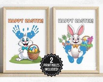 Easter Bunny Loves You Handprint Footprint Art Craft, Easter Handprint ...