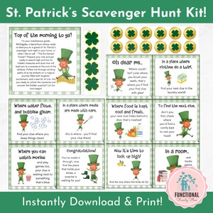 St. Patrick's Day Treasure Hunt | Printable Leprechaun Indoor Scavenger ...