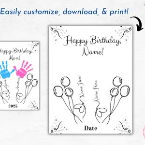 Printable Happy Birthday Handprint Art | Custom Birthday Gift ...