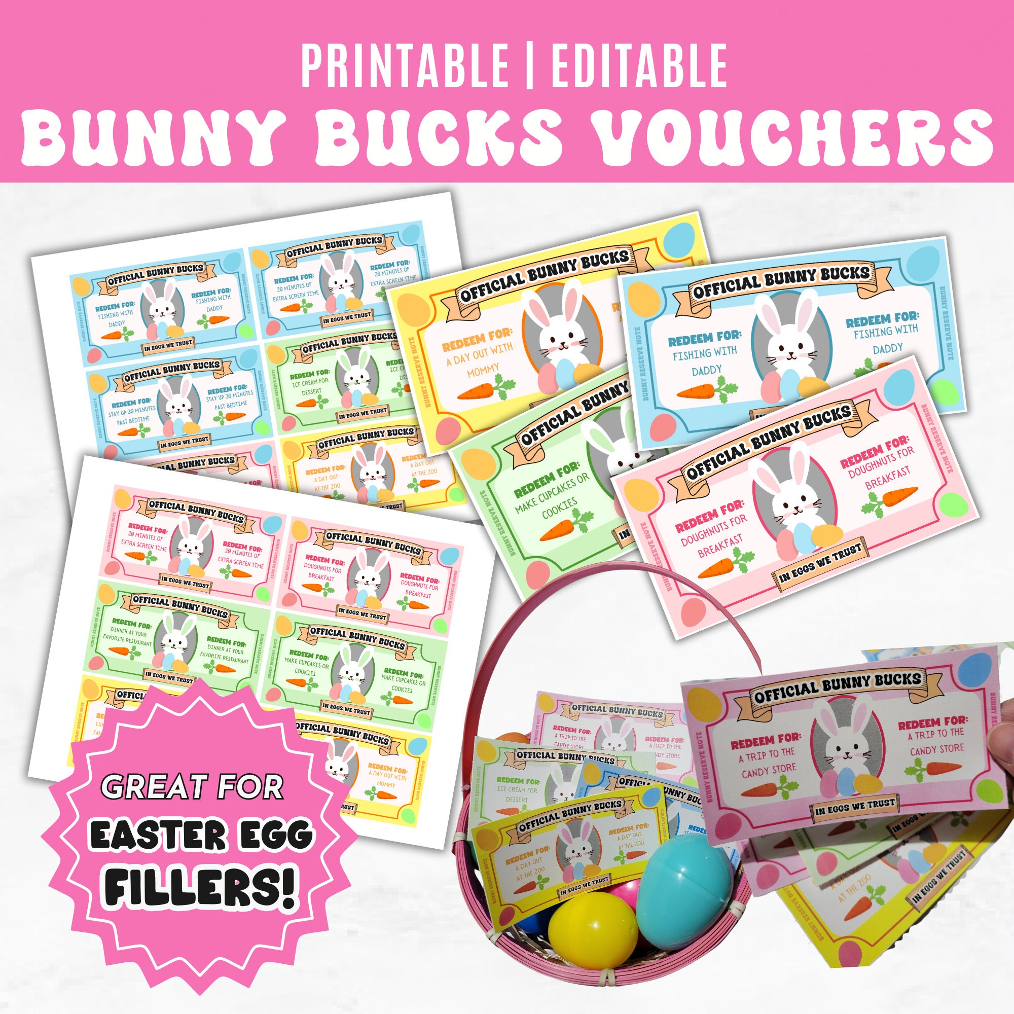 Easter Bunny Bucks Printables | Editable Easter Play Money | Easter Egg ...
