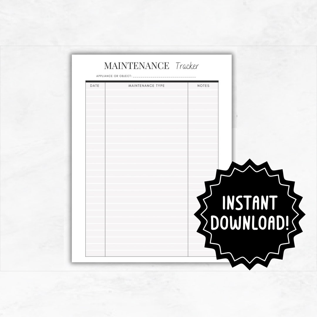 Vehicle, Appliance Maintenance Log | Equipment Maintenance Sheet ...
