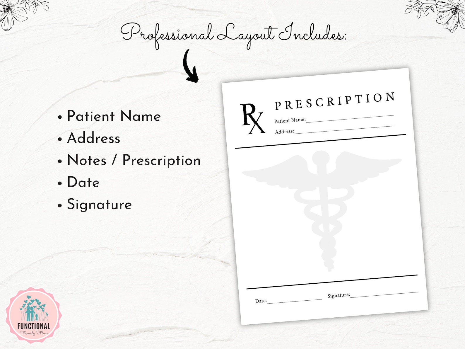 Blank Prescription Pad Printable Prescription Pad Page Rx - Etsy