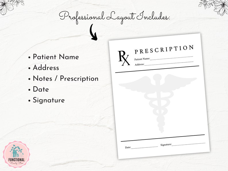 Blank Prescription Pad Printable Prescription Pad Page Rx - Etsy