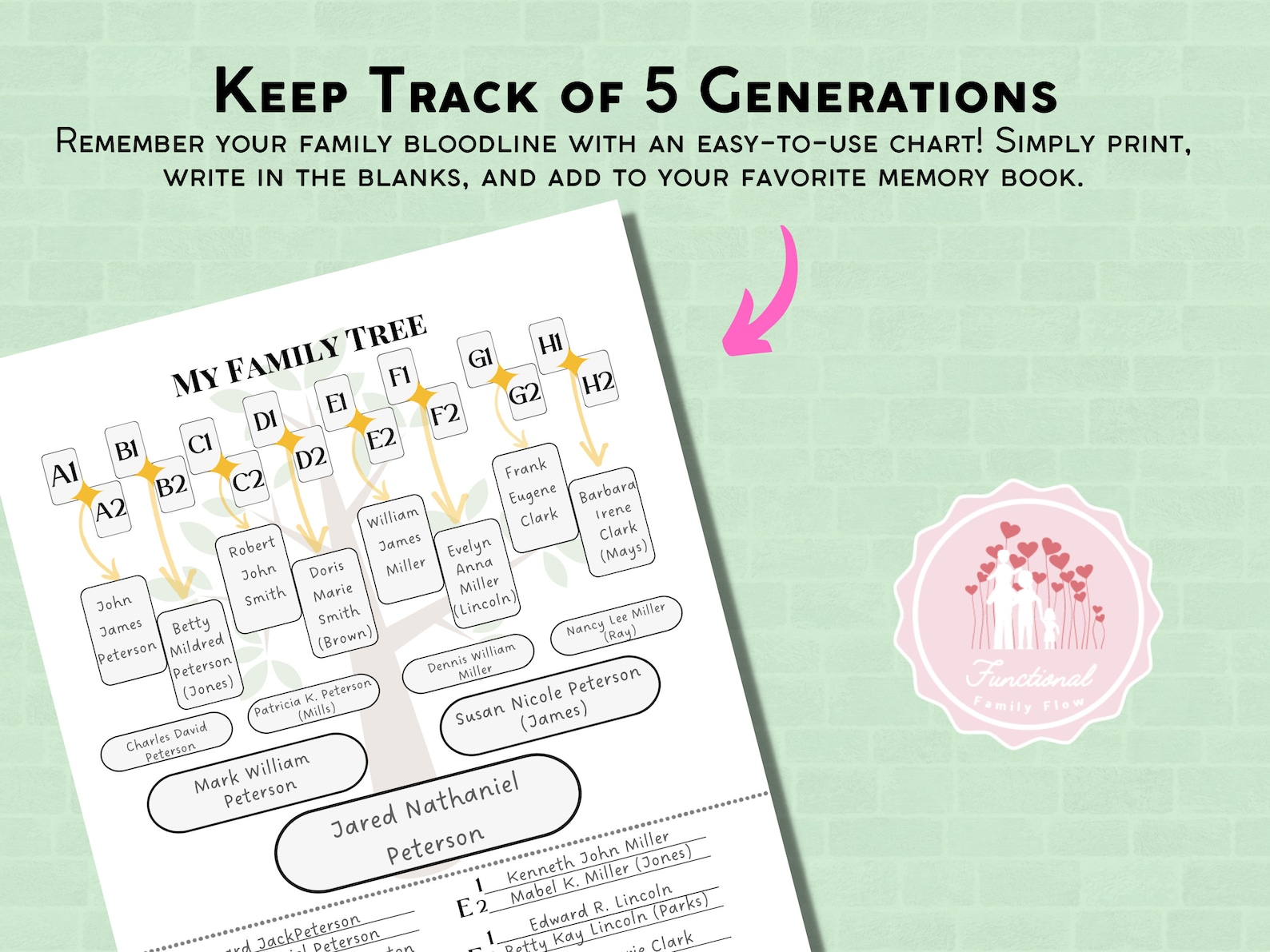 Family Tree Chart Printable Blank Ancestry Map Family Tree - Etsy