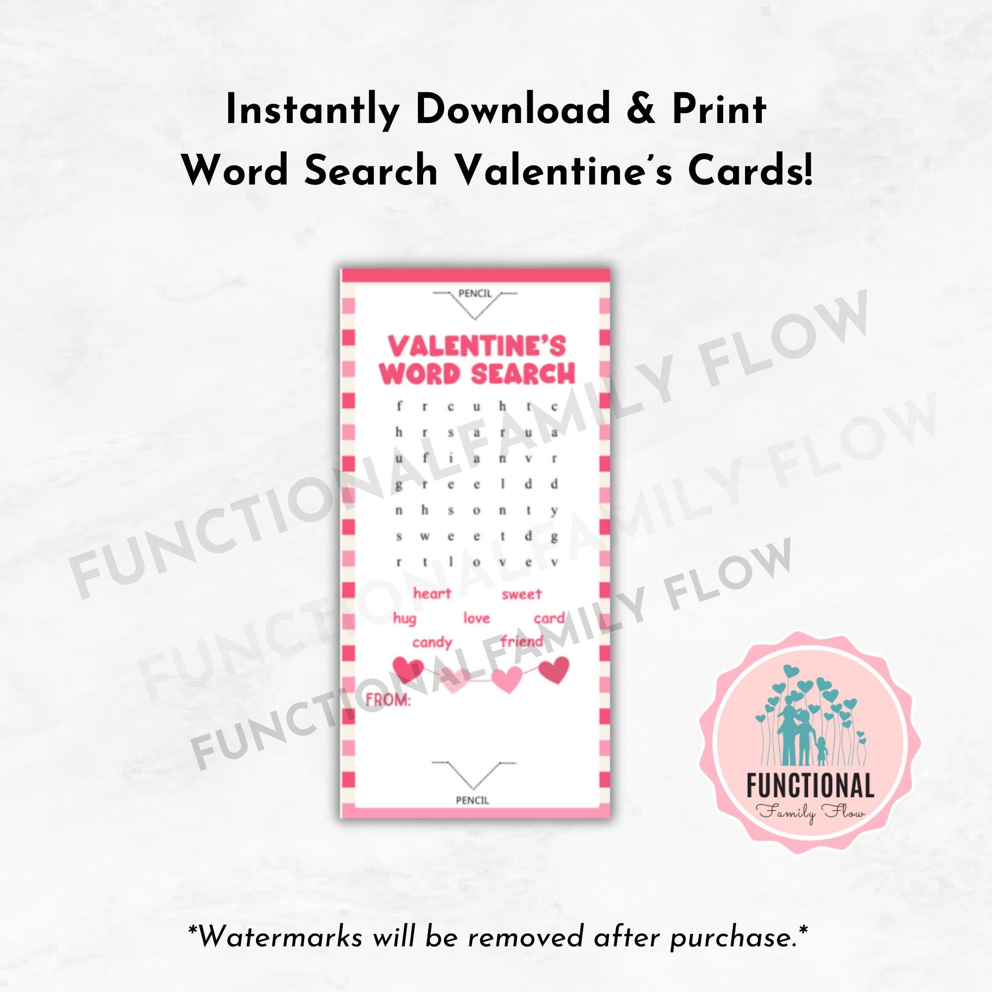 Pencil Valentines Word Search | Printable Valentines Cards | Valentine ...