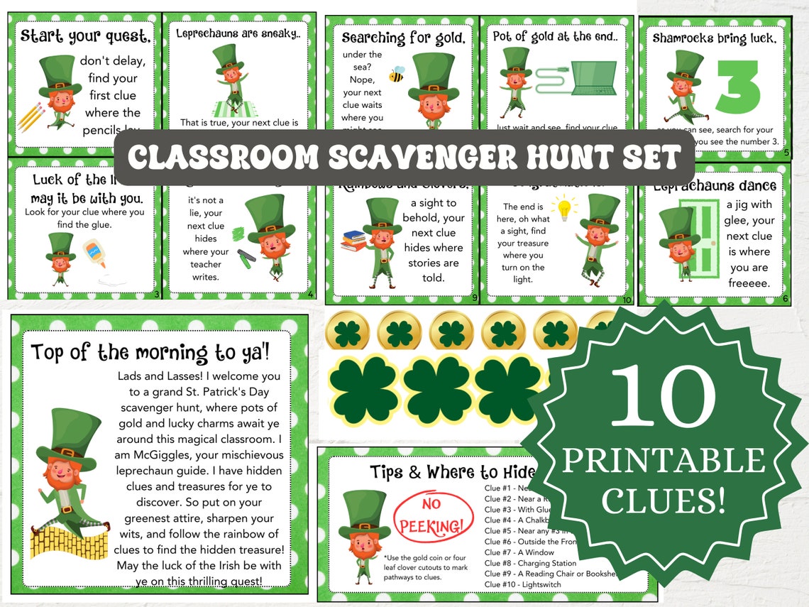 Leprechaun Treasure Hunt | Printable St. Patrick's Day Classroom ...