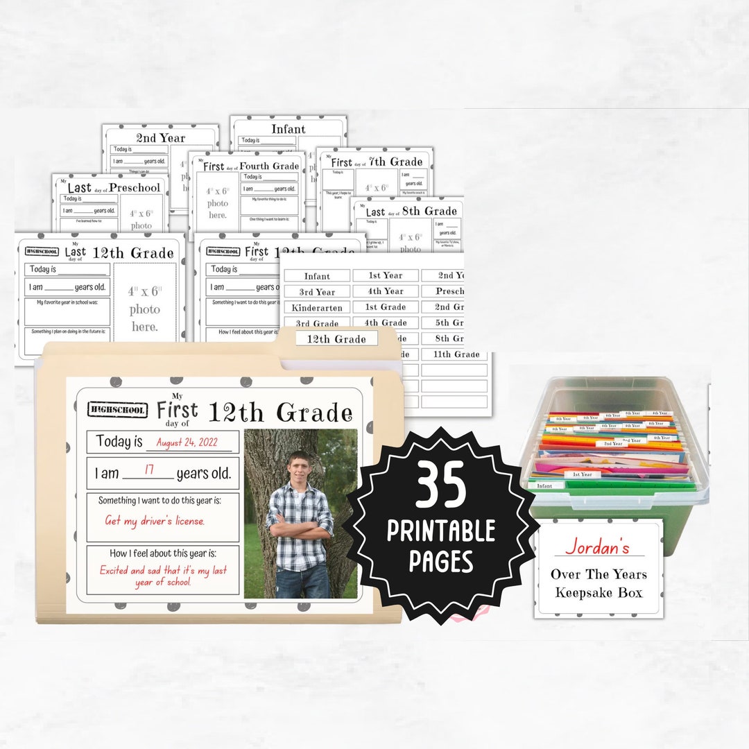 School Years Memory Keepsake Labels | Printable Childhood Memory Bin ...