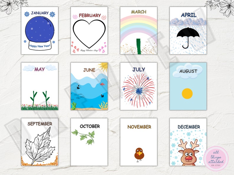 12 Month Memory Book Keepsake Craft Yearly Handprint Art - Etsy