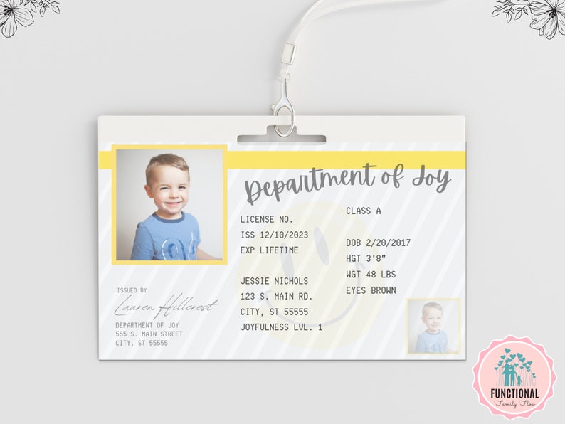 Custom Fun Kid's License | Editable License Template | Front and Back ...