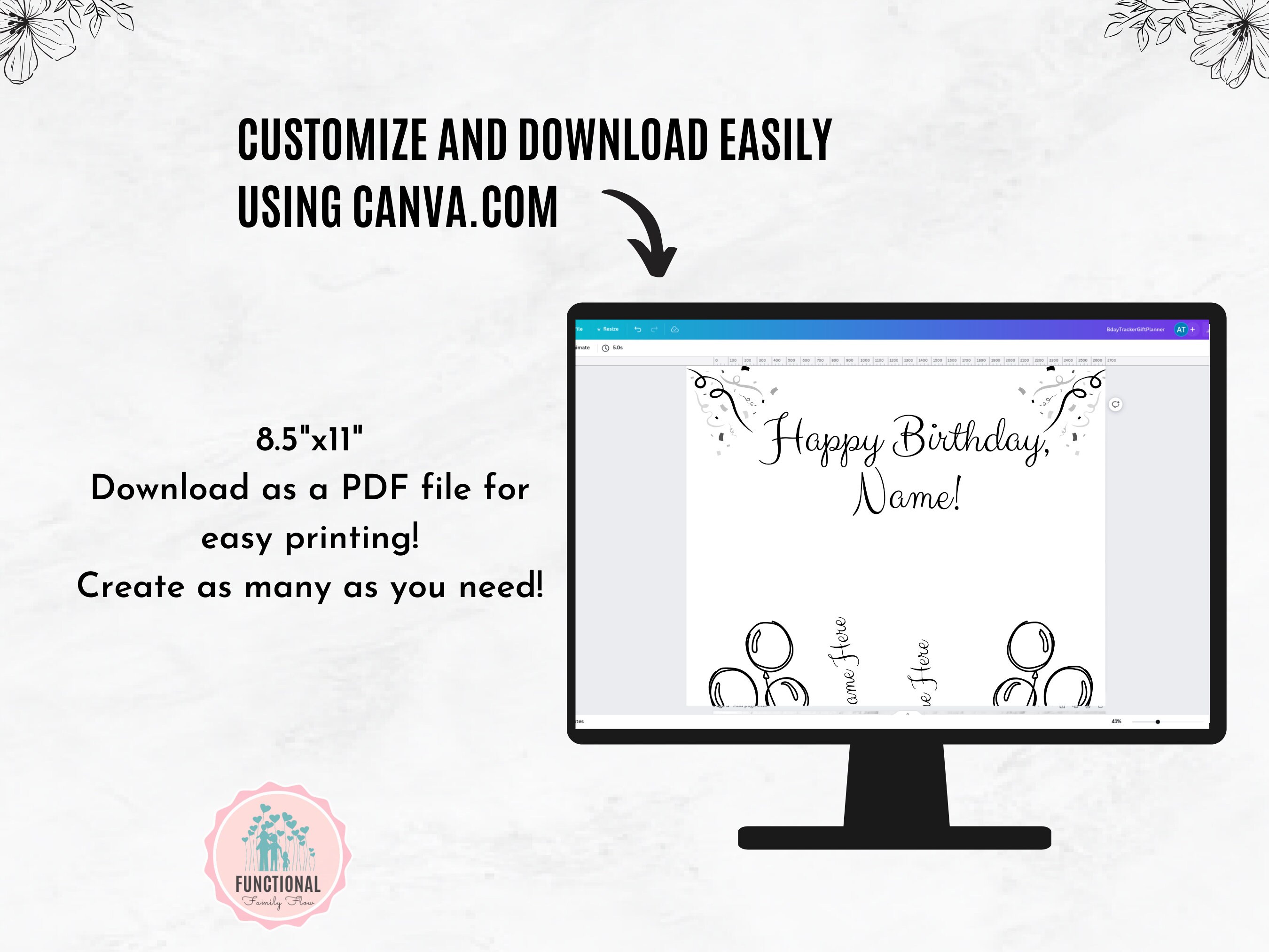 Printable Happy Birthday Handprint Art Custom Birthday Gift - Etsy