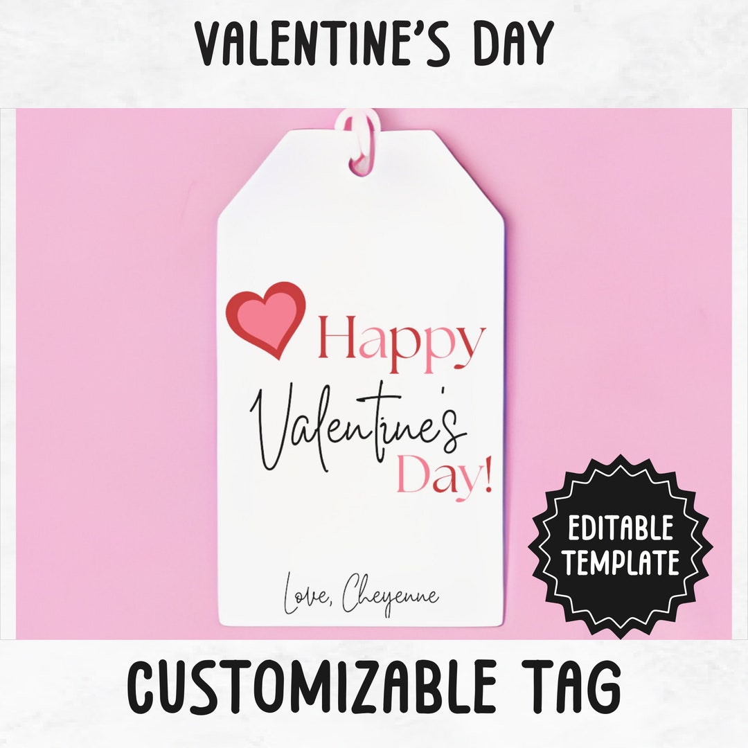 Valentine's Day Tag Template | Editable Valentine's Day Hang Tag ...