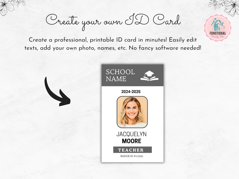 Teacher ID Card Template | Customizable Template | Custom Teacher ID ...