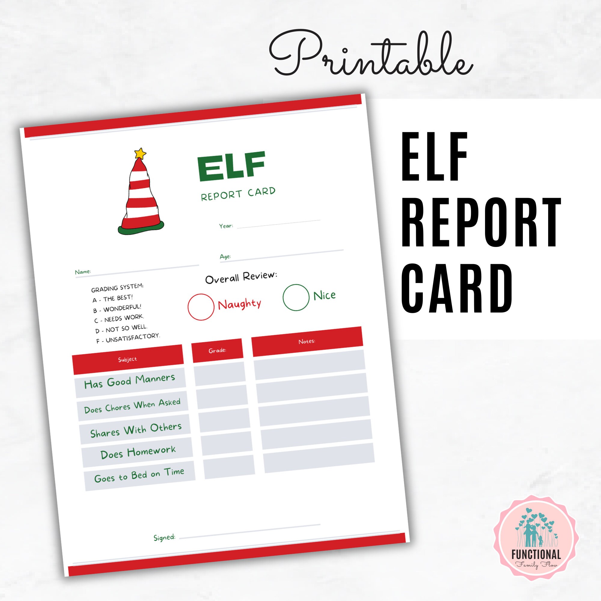Custom Letter From Santa Insert Elf Report Card Printable Christmas Eve ...