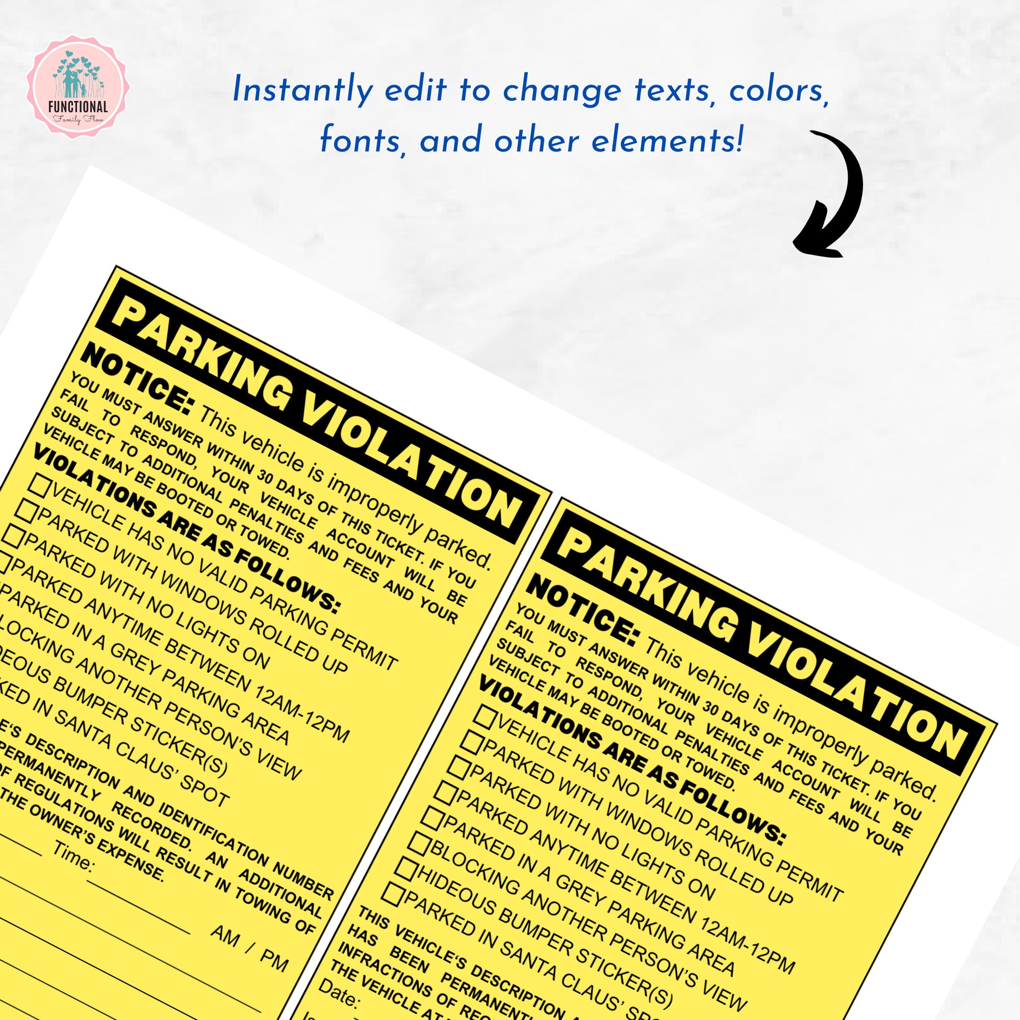 Parking Ticket Template Free Download