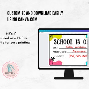 Editable Summer Contact Card | End of School Cards for Kids | School is ...